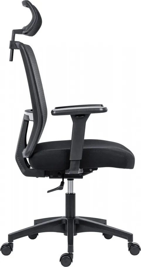Kancelářská ergonomická židle DELFO — síť / látka, černá
