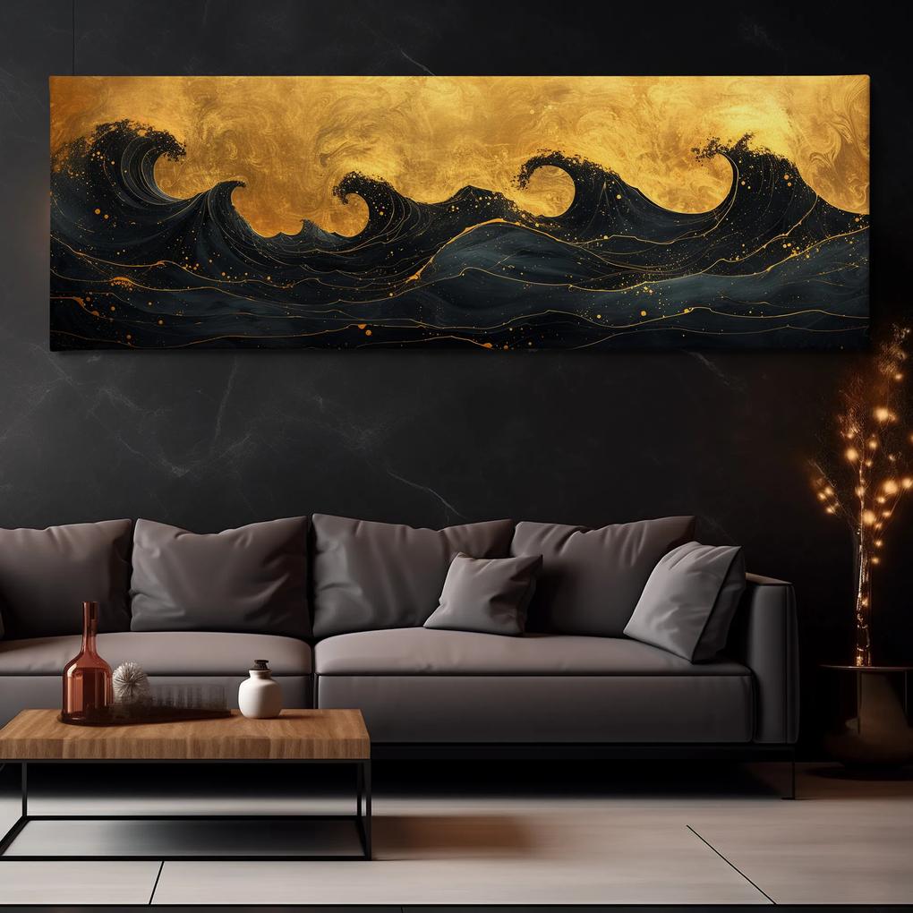 Obraz na plátně - Temné vlny oceánu FeelHappy.cz Velikost obrazu: 150 x 50 cm