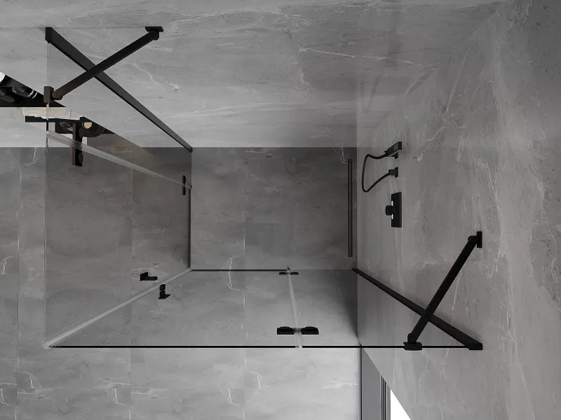 Mexen Mist-H Duo, 2-křídlý výklopný sprchový kout 80 x 100 cm, čiré sklo, černý profil, 8A5-080L-100P-70-00