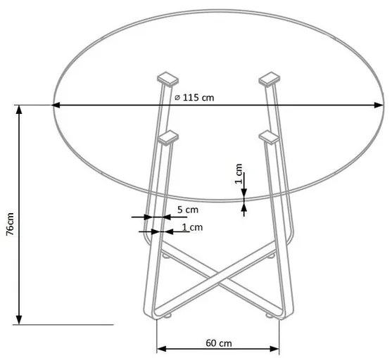 Jídelní stůl Looper 115x76x115 cm (bílá)