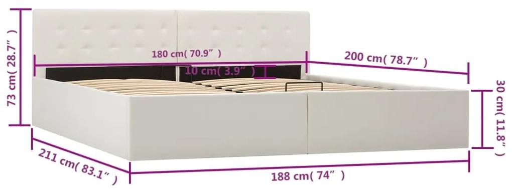 Rám postele zvedací úložný prostor bílý umělá kůže 180 x 200 cm