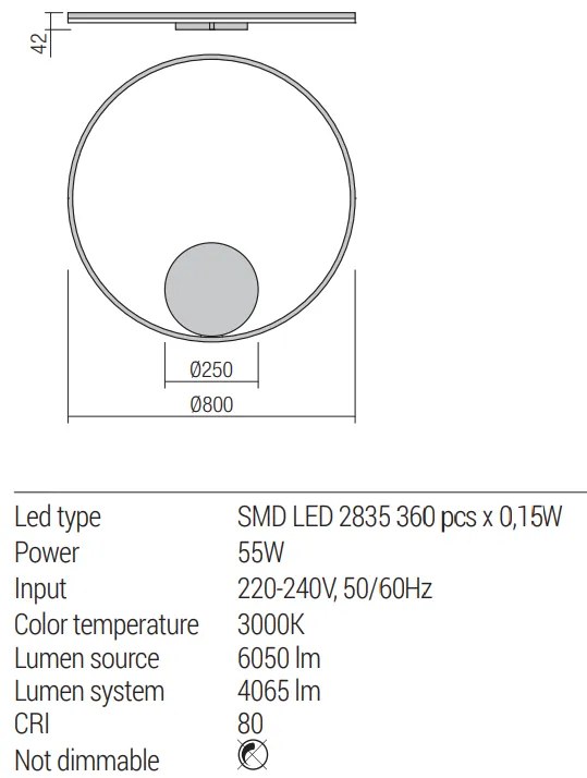 Redo Nástěnné/stropní LED svítidlo NEPŘÍMÉ ORBIT ø 80 cm, 3000K, v. 4,2 cm Barva: Bílá, Stmívání, řízení: TRIAC