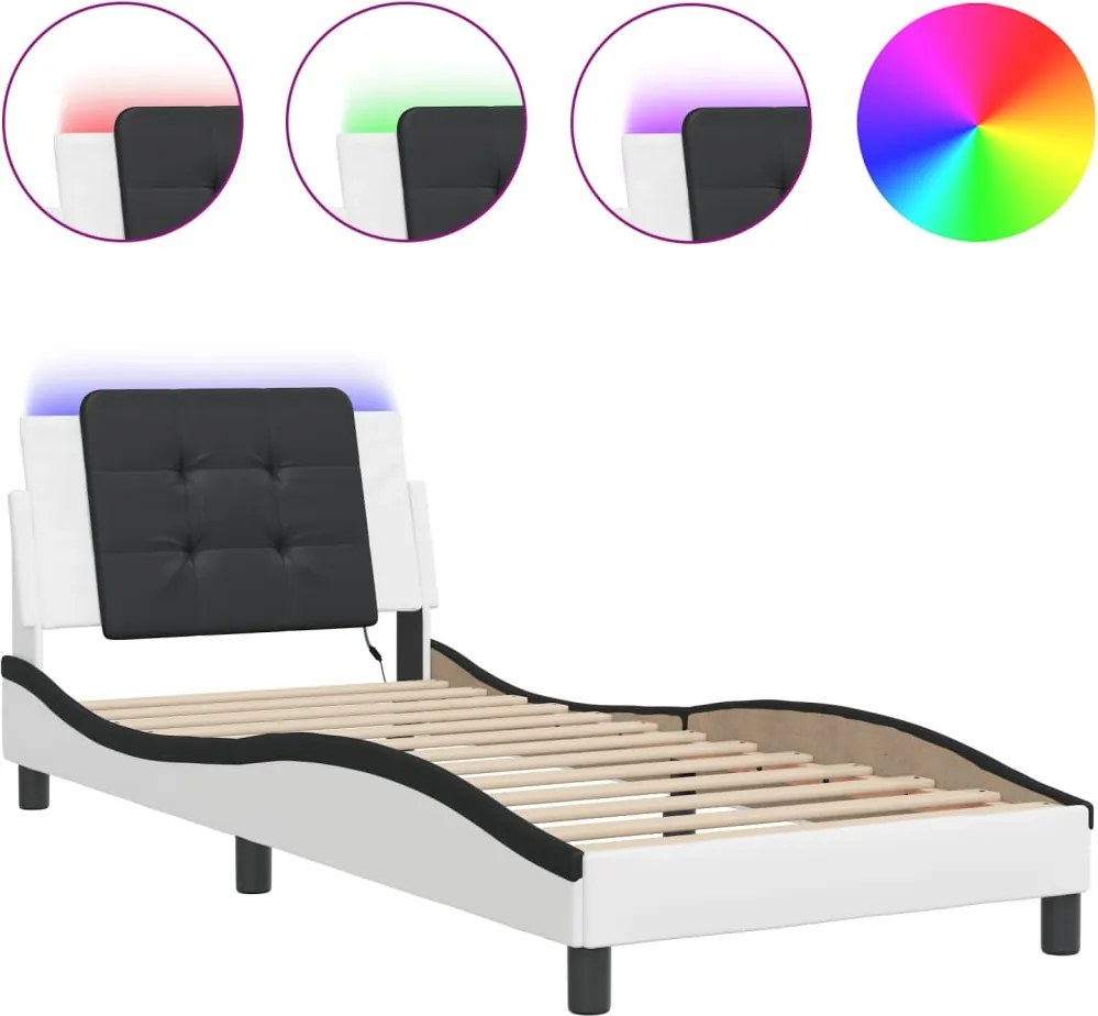 Rám postele s LED bez matrace Zadar bílý a černý 90x200 cm 3214088