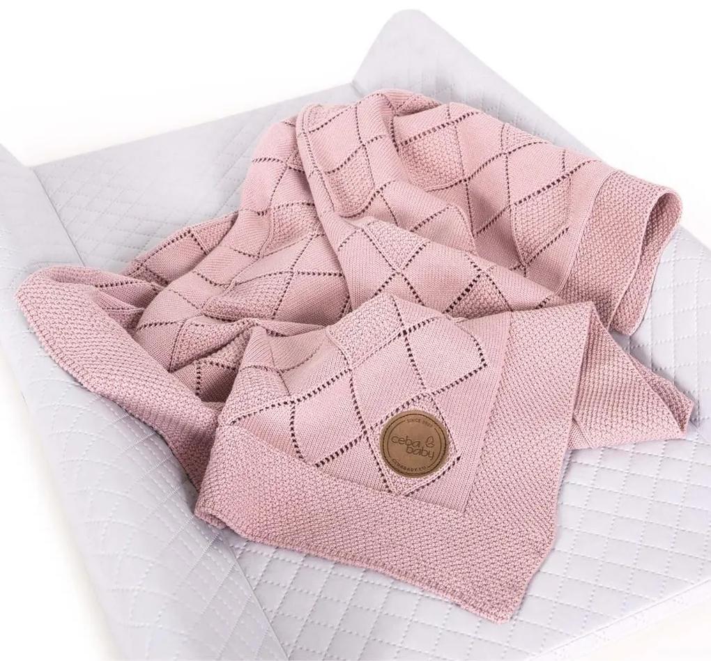 Ceba Pletená deka v dárkovém balíčku 90 x 90 cm Rýžový vzor Světle šedá