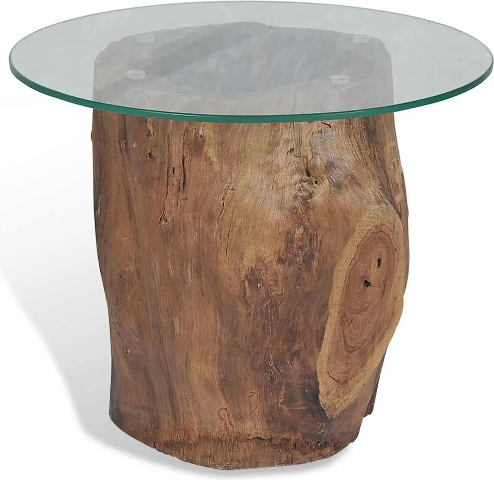 Konferenční stolek teak a sklo 50 x 40 cm 245069