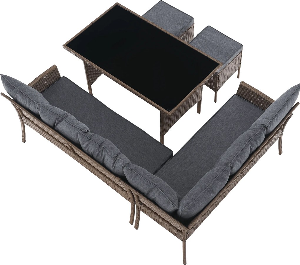 Zahradní ratanový set, přírodní/světle šedá, RANDI