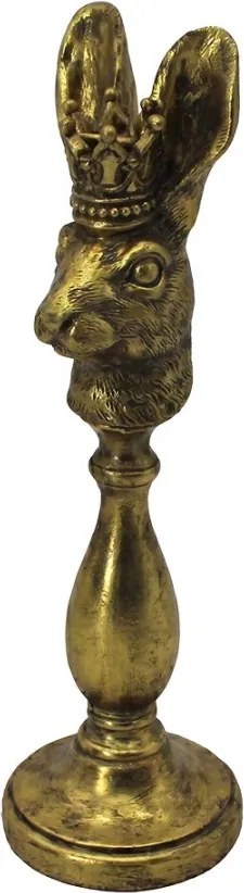 Zlatý antik svícen na úzkou svíčku Králík Rabbi Antique - 12*12*38 cm