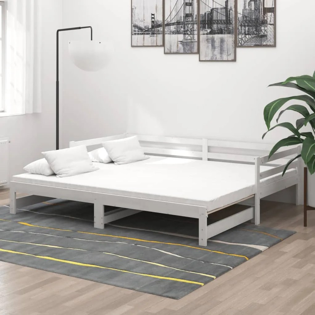 Výsuvná válenda 2 x (90 x 200) cm bílá masivní borovice 3083655