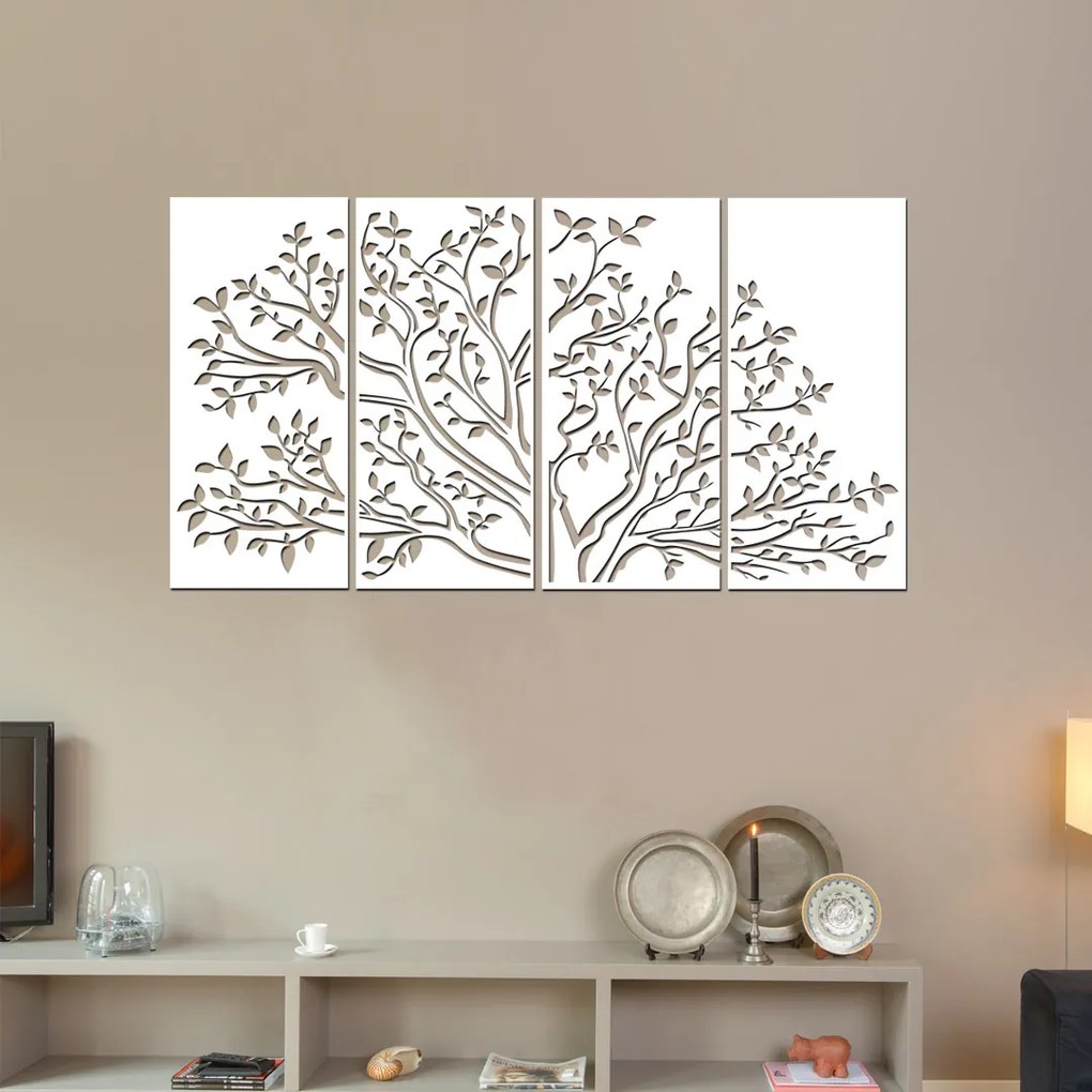 dřevo života 4 dílný dřevěný listnatný strom Barevný vzor: Ořech, Rozměry (cm): 120x66