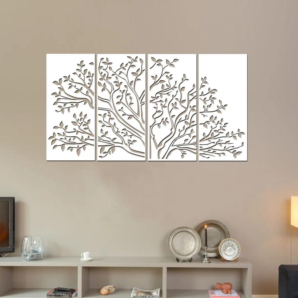 dřevo života 4 dílný dřevěný listnatný strom Barevný vzor: Šedá, Rozměry (cm): 80x44