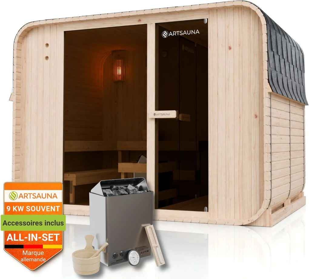 Artsauna Venkovní sauna Cube Fjora XXL s odpočívárnou