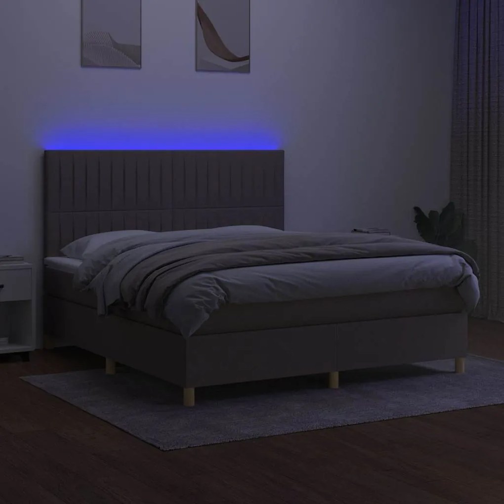 Box spring postel s matrací a LED taupe 180x200 cm textil 3135617