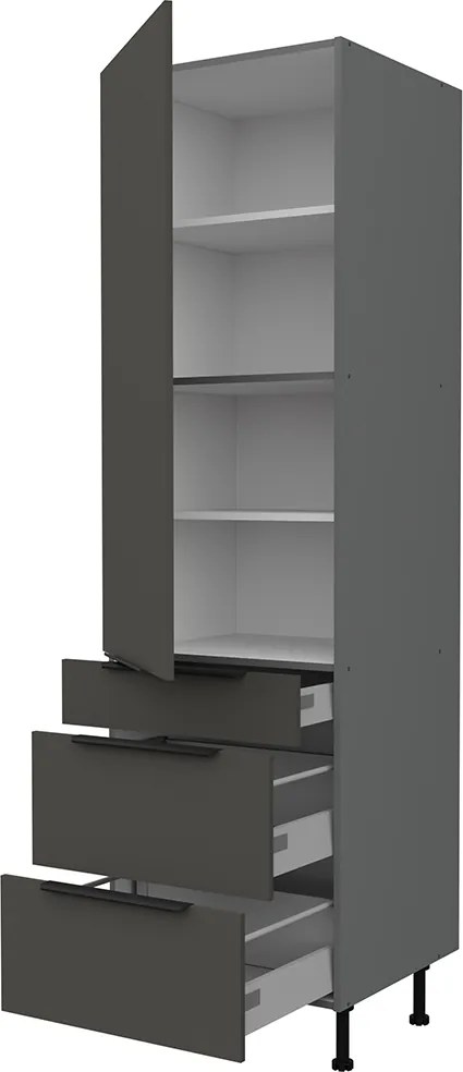 ARIA pi | vysoká skříňka 60 DKS-215 3S1F potravinová | UNI DVÍŘKA | 60 cm | PREMIUM BOX | antracit/šedá grafit