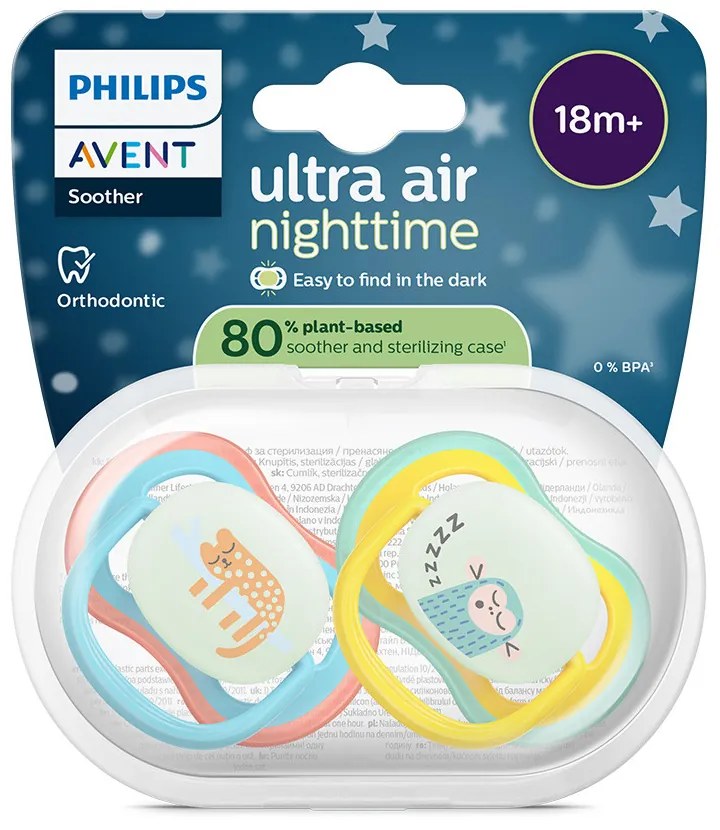 PHILIPS AVENT Šidítko ultra air noční 18 m+ 2 ks Philips Avent