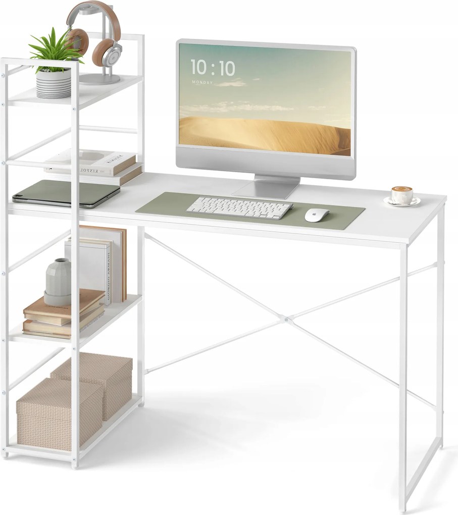 Psací stůl MAX 4.0 s regálem 120x44 cm, bílý