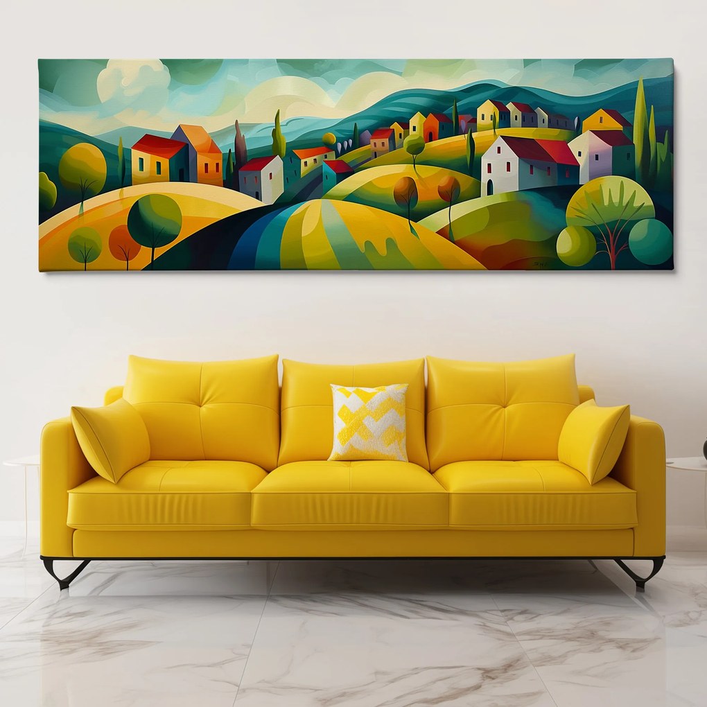 Obraz na plátně - Vesnička Alermo se probouzí FeelHappy.cz Velikost obrazu: 180 x 60 cm