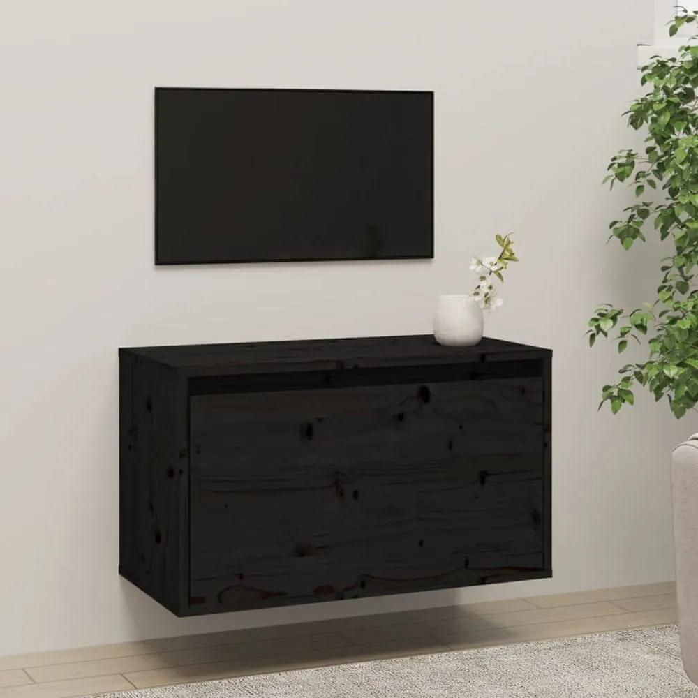 Petromila Nástěnná skříňka černá 60 x 30 x 35 cm masivní borové dřevo