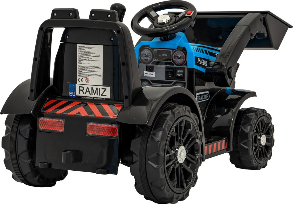 Ramiz Traktor buldozer G320 pro nejmenší děti modrý + pohyblivá lžíce + melodie + klakson + LED světla