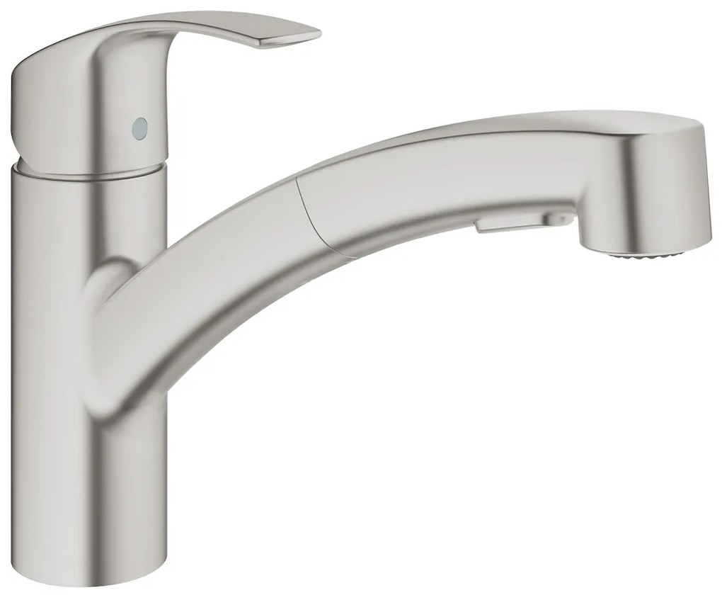 Dřezová baterie Grohe Eurosmart New s otočným ramínkem a vytahovací sprškou supersteel 30305DC0