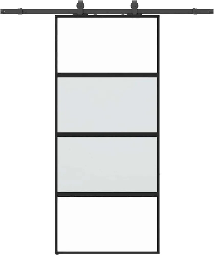 Posuvné dveře se sadou kování černé 90x205 cm Tvrzené sklo 3375830