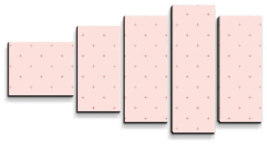 Sablio Obraz - 5-dílný Růžové křížky na světle růžové - 100x60 cm