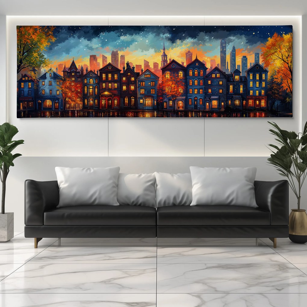 Obraz na plátně - Večerní předměstí Baltimoru FeelHappy.cz Velikost obrazu: 120 x 40 cm