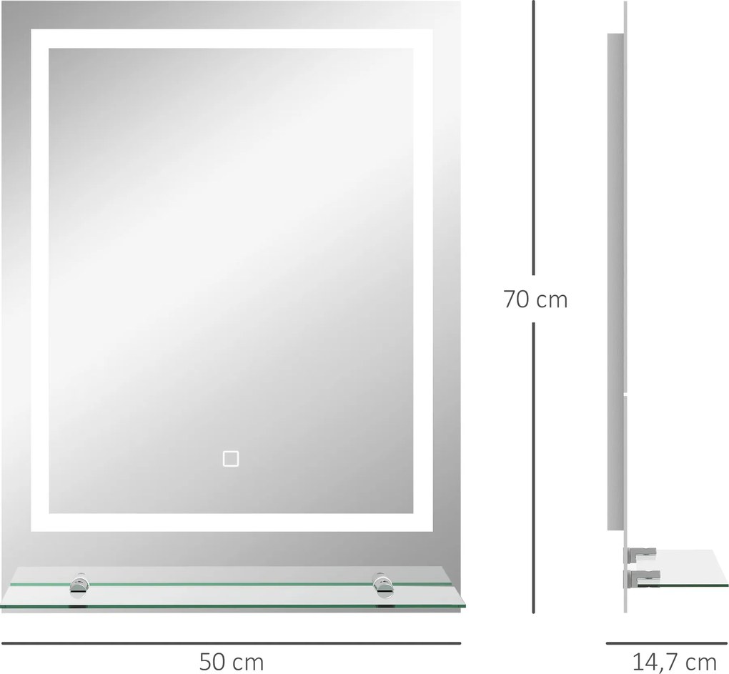 kleankin koupelnové zrcadlo s osvětlením, nástěnné zrcadlo se 3 barvami světla, IP44, osvětlené zrcadlo s dotykovým spínačem, paměťová funkce, koupel…