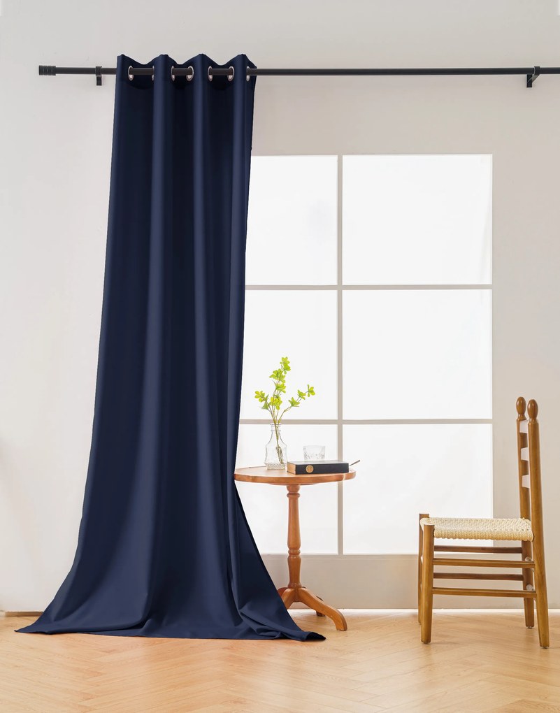 Tmavě modrý závěs OXFORD LIGHT 140x250 cm Zavěšení: Kovové kroužky