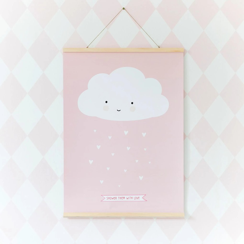 A Little Lovely Company Plakát do dětského pokojíčku Cloud 50 x 70 cm, růžová barva, papír