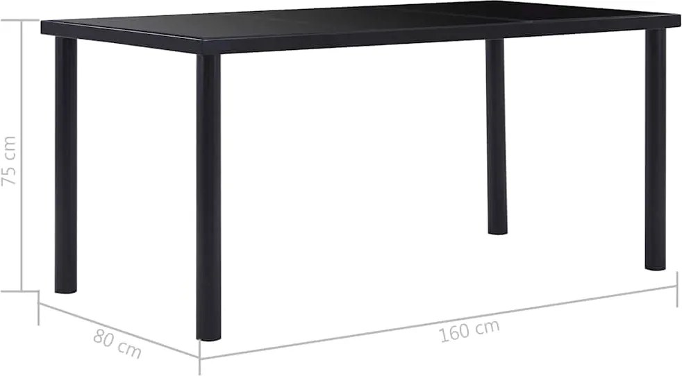 Jídelní stůl černý 160 x 80 x 75 cm tvrzené sklo 281854