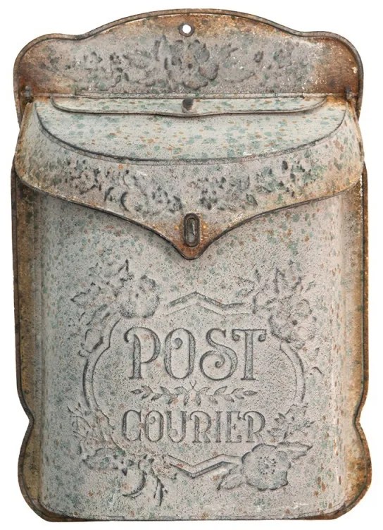 Šedá poštovní schránka s rezavou patinou Post Courier - 27*9*39 cm