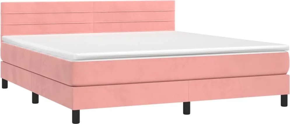 Box spring postel s matrací růžová 180x200 cm samet 3141382