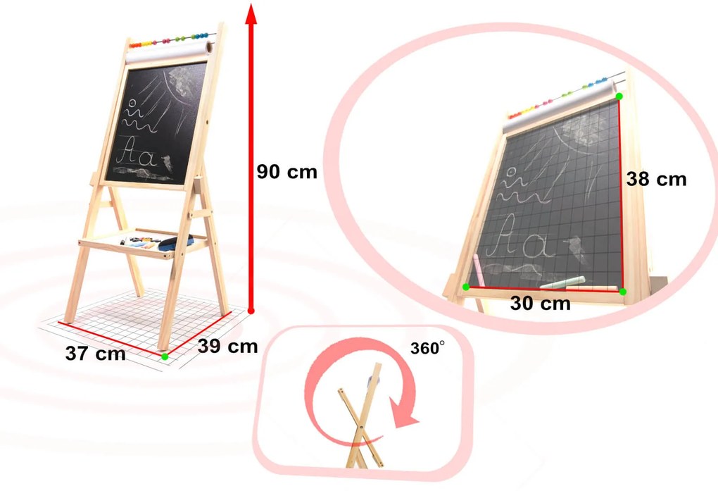 Bestent Magnetická otočná tabule s počítadlem 38x36,5x90cm