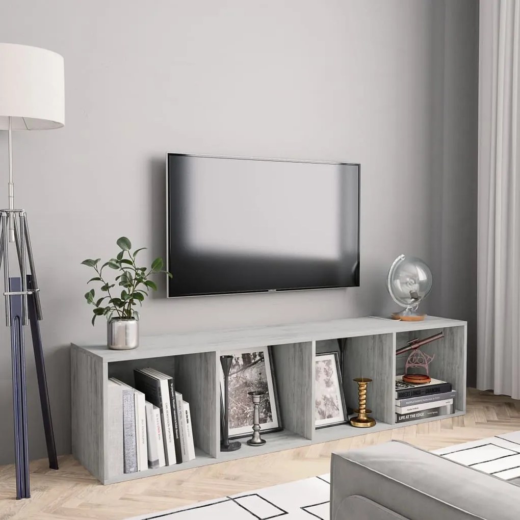 800265 vidaXL Knihovna/TV skříňka betonově šedá 143 x 30 x 36 cm