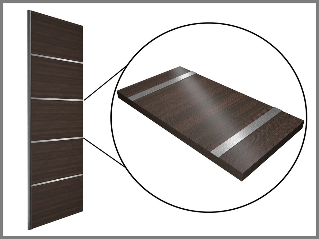 Šatní skříň 133 cm Belini bílý mat / dub sonoma s posuvnými dveřmi a zrcadlem  MBP SZP2/2/W/DS/0/AL