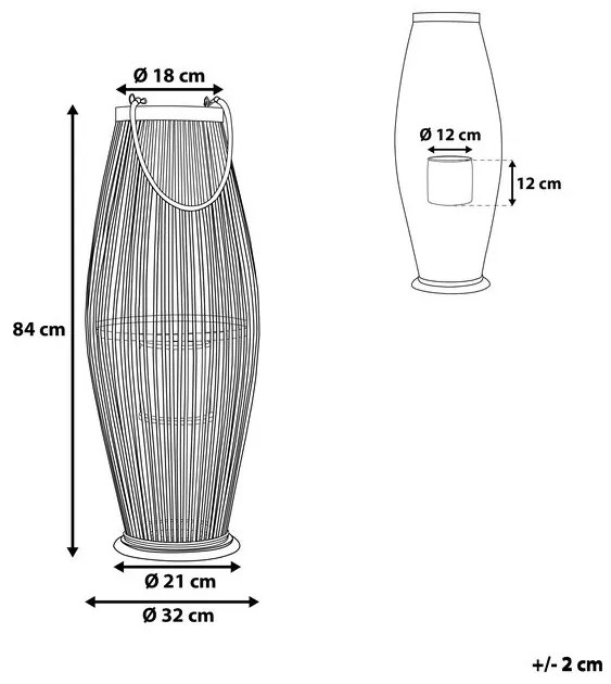 Lucerna světlé dřevo 84 cm TAHITI Beliani