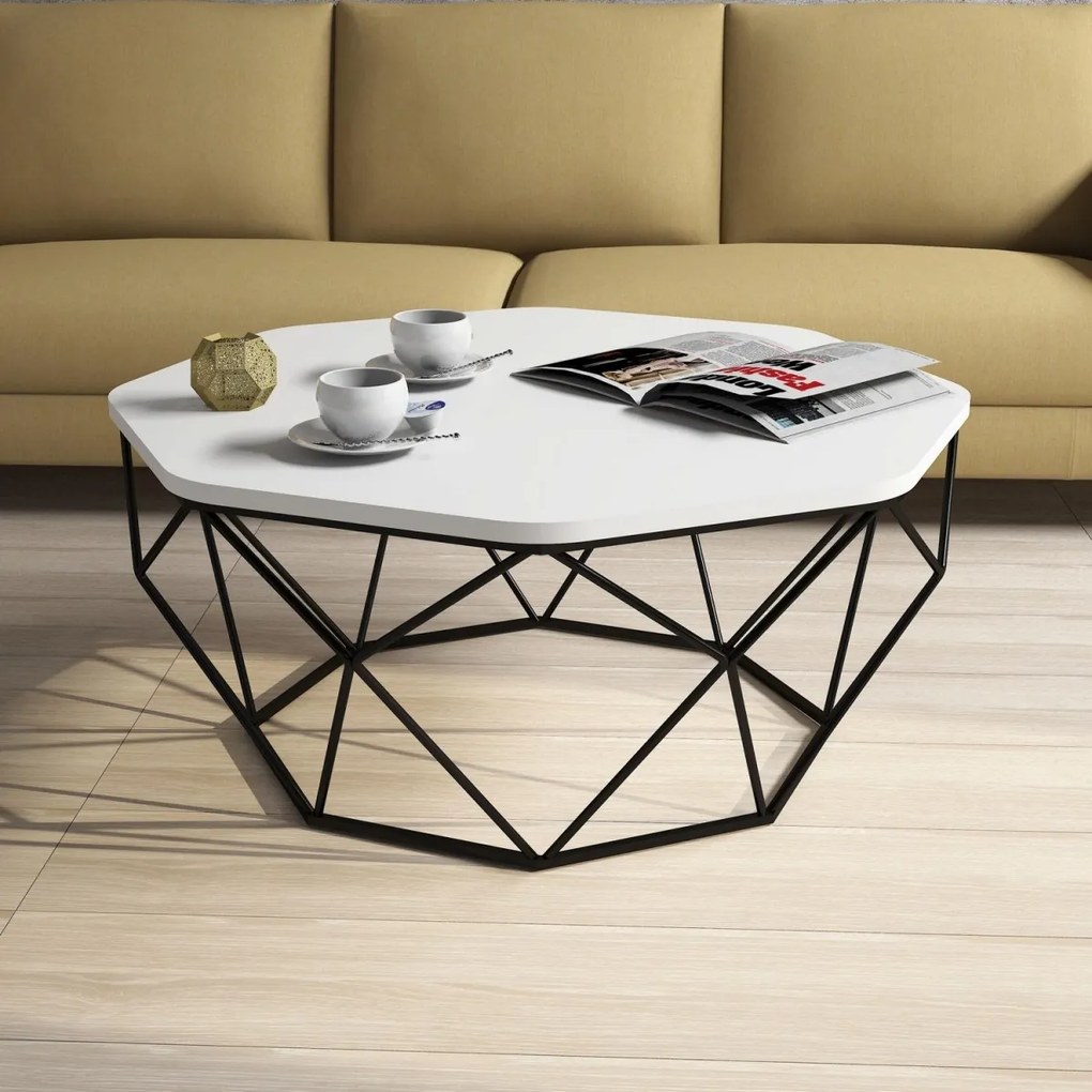 Konferenční stolek Diamond 90 cm bílo-černý