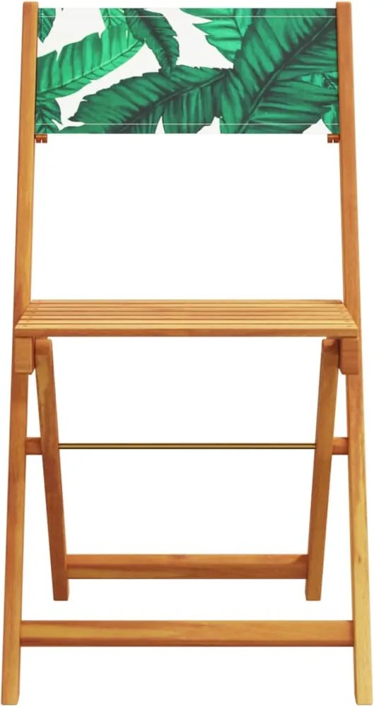 3dílný bistro set vzor listů textil a masivní dřevo 3281752