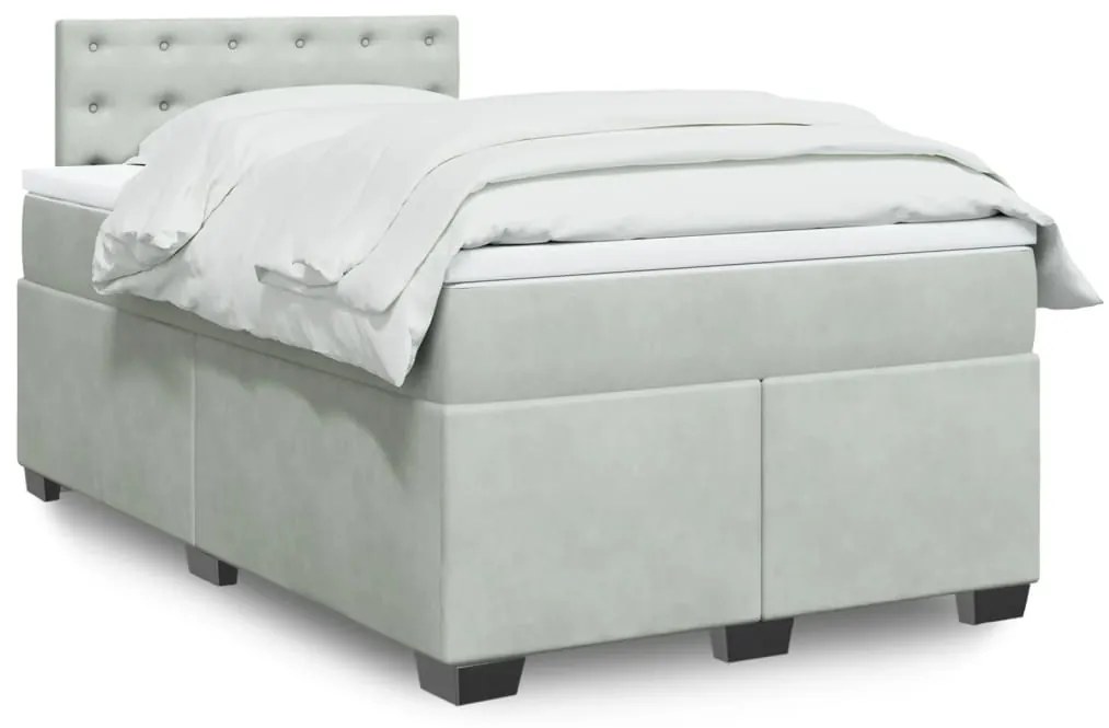 Box spring postel s matrací světle šedá 120 x 200 cm samet 3288594