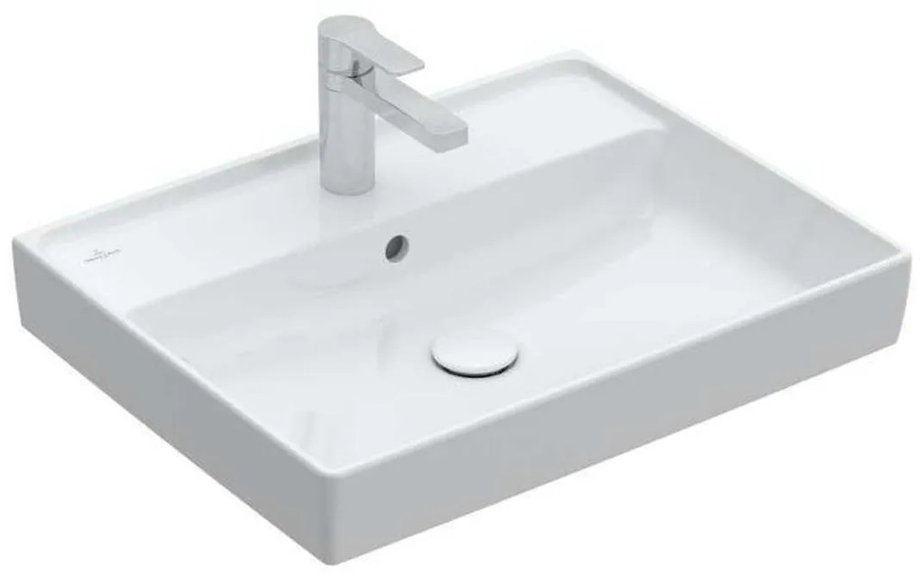 Villeroy & Boch Collaro - Umyvadlo 60x47 cm, s přepadem, otvor pro baterii, CeramicPlus, alpská bílá 4A336GR1