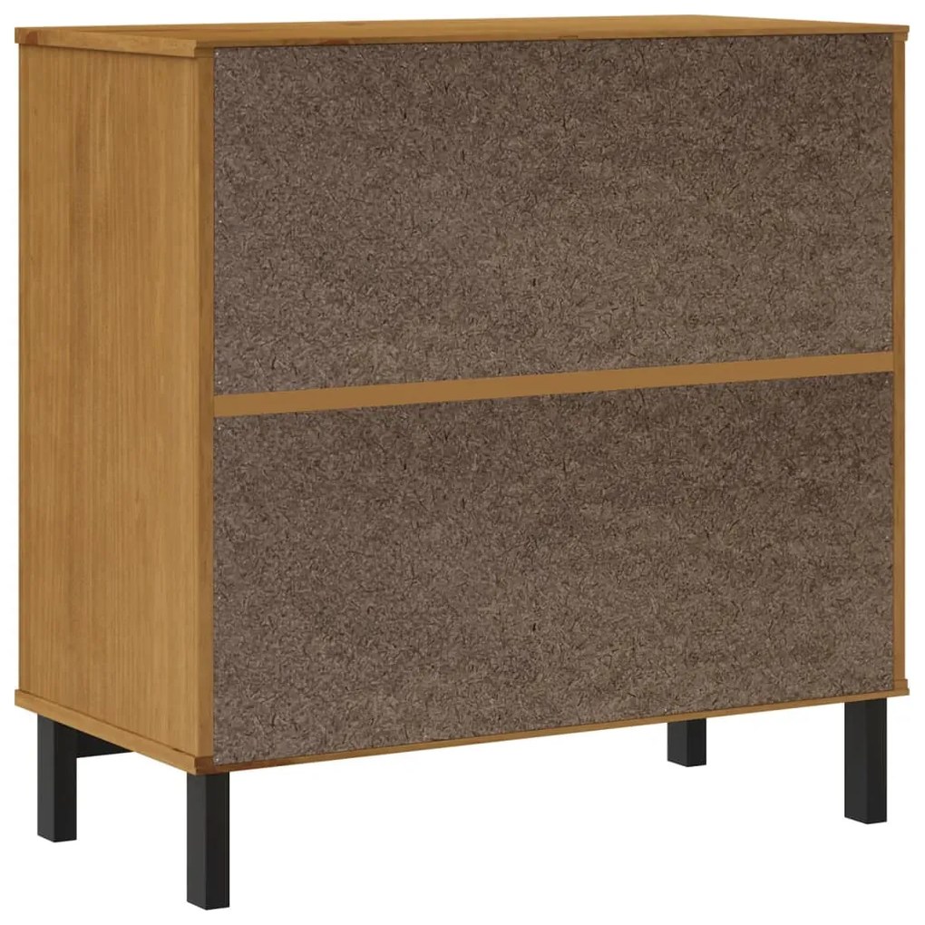 Příborník S Prosklenými Dvířky Flam 80X40X80 Cm Borové Dřevo Přírodní