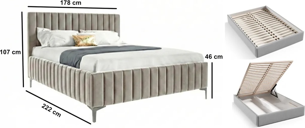 Eka Čalouněná postel INTIMA+ 160x200 cm Barva látky Trinity: Světle hnědá (Trinity 2306), Úložný prostor: Bez úložného prostoru, Barva nožek postele: Černá