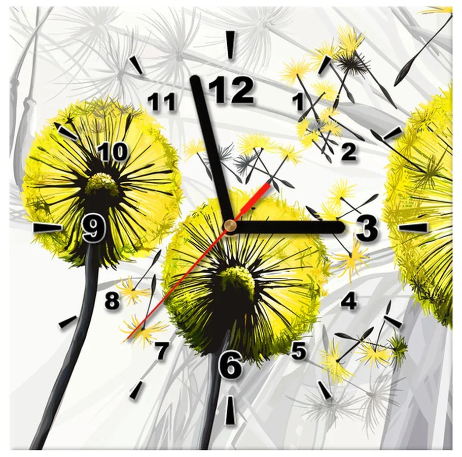 Gario Obraz s hodinami Krásné žluté pampelišky Rozměry: 100 x 40 cm