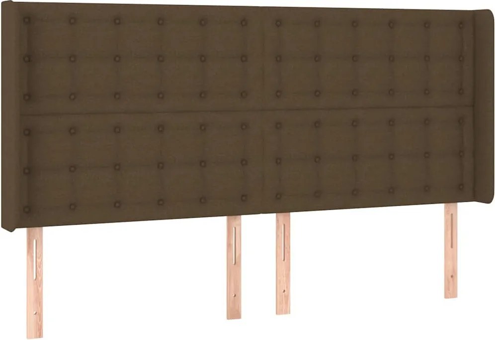Čelo postele typu ušák tmavě hnědé 163x16x118/128 cm textil 3120023