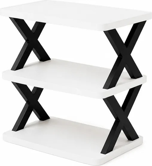 botník, 3 patra, plast, 34x24x26 cm, bílá/černá, Dekorino BB20260051