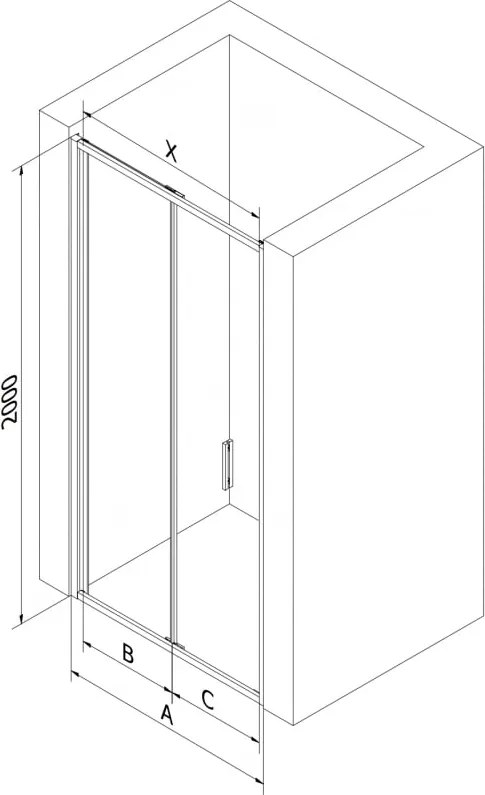 Mexen Exo, skládací sprchové dveře 70 cm, čiré sklo, zlatá, 816-070-000-50-00