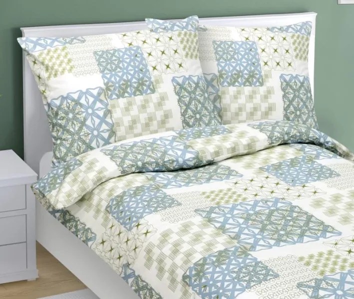 Bellatex Povlečení bavlněné 140x200, 70x90 cm Čtverec Zelená