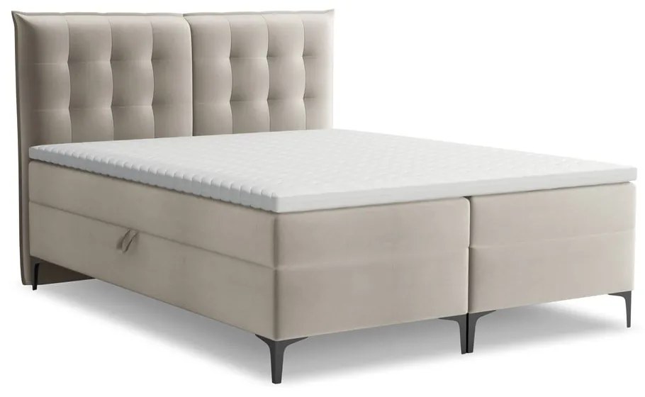 Taupe boxspring postel s úložným prostorem 180x200 cm Mikana – Makamii