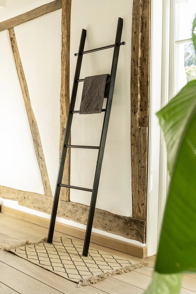 Koupelnové žebřík SURI BAMBOO, barva černá, Wenko