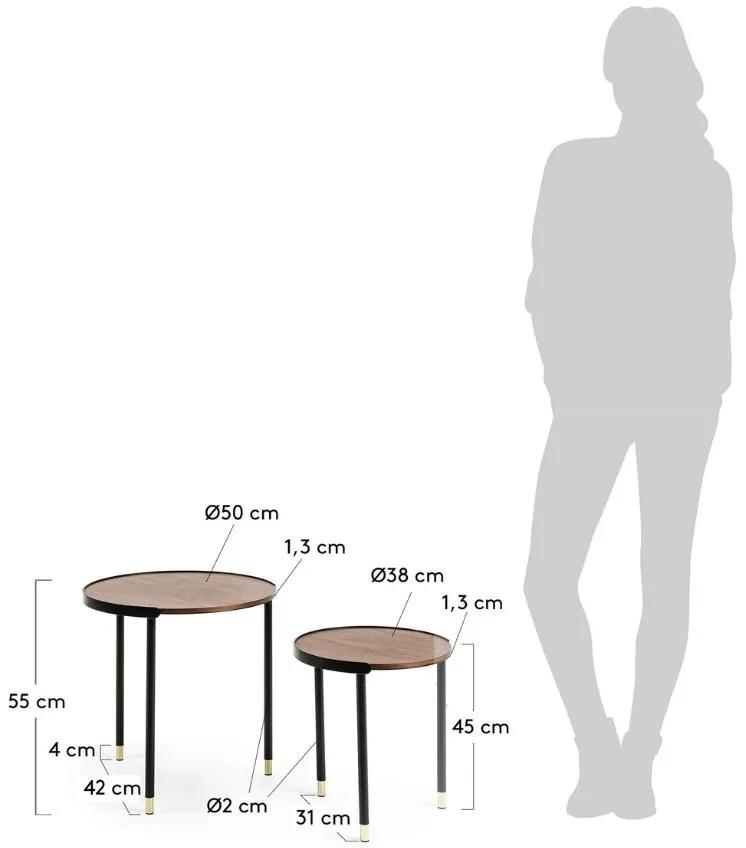 OnaDnes -20% Set dvou ořechových odkládacích stolků Kave Home Anabel 38/50 cm